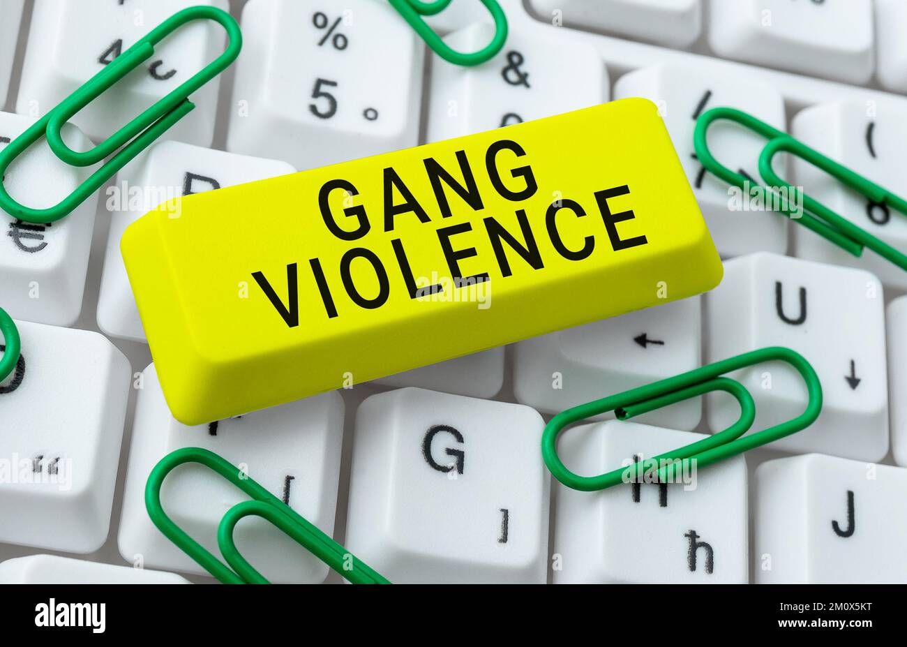 Handwriting text Gang Violence. Concept meaning infringement of the ...