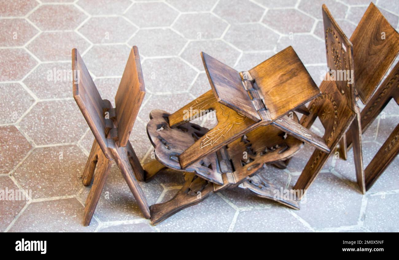 Set of Ottoman Turkish style wooden lecterns Stock Photo - Alamy