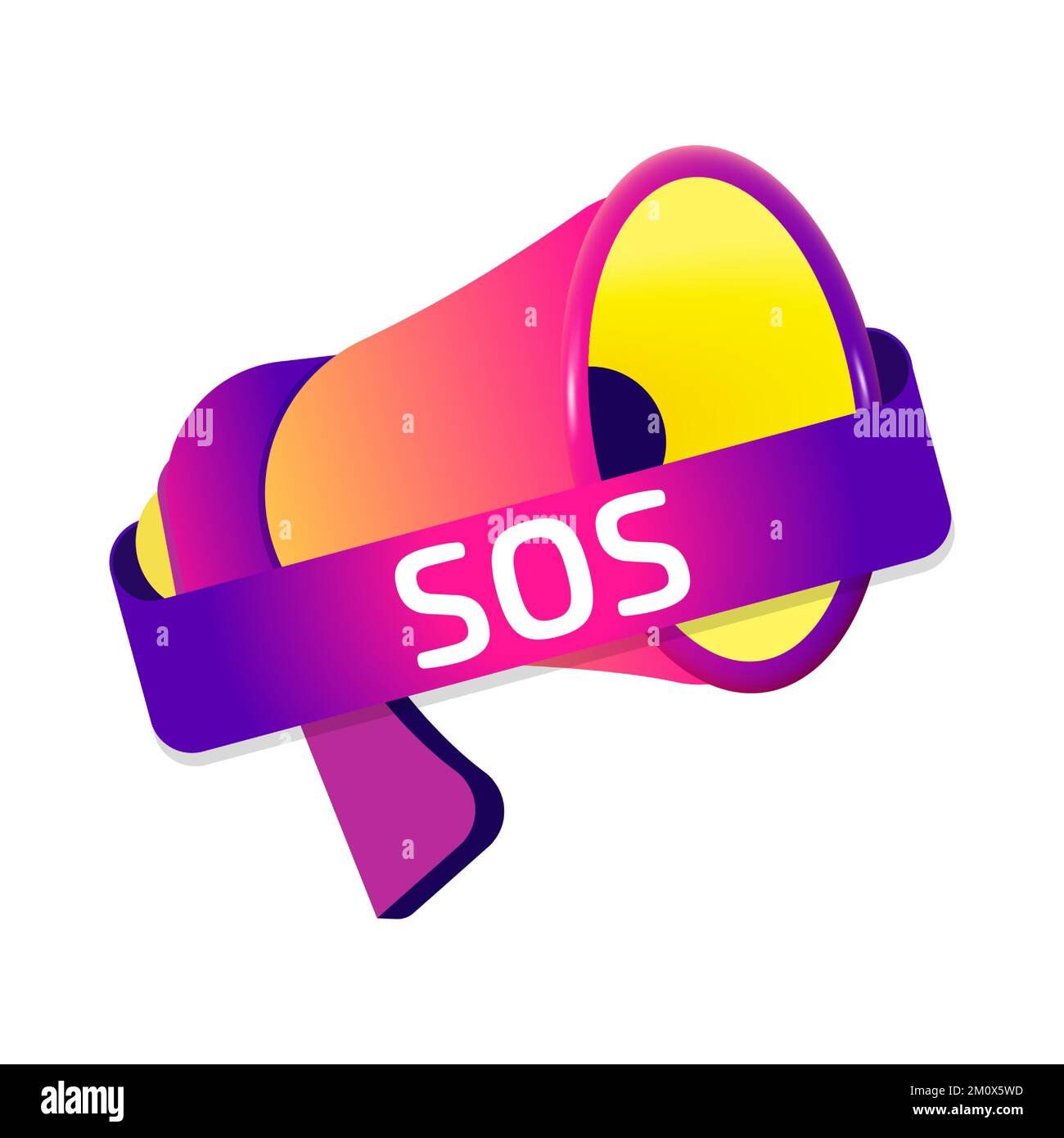 Sos banner label, badge icon with megaphone. Flat design Stock Vector ...