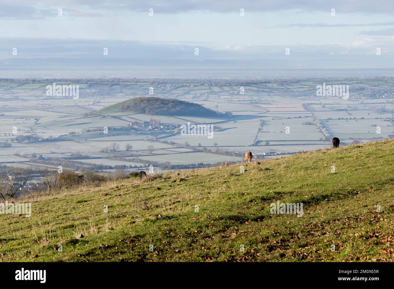Winter view over the Cheddar Valley from Draycott Sleights, Mendip ...