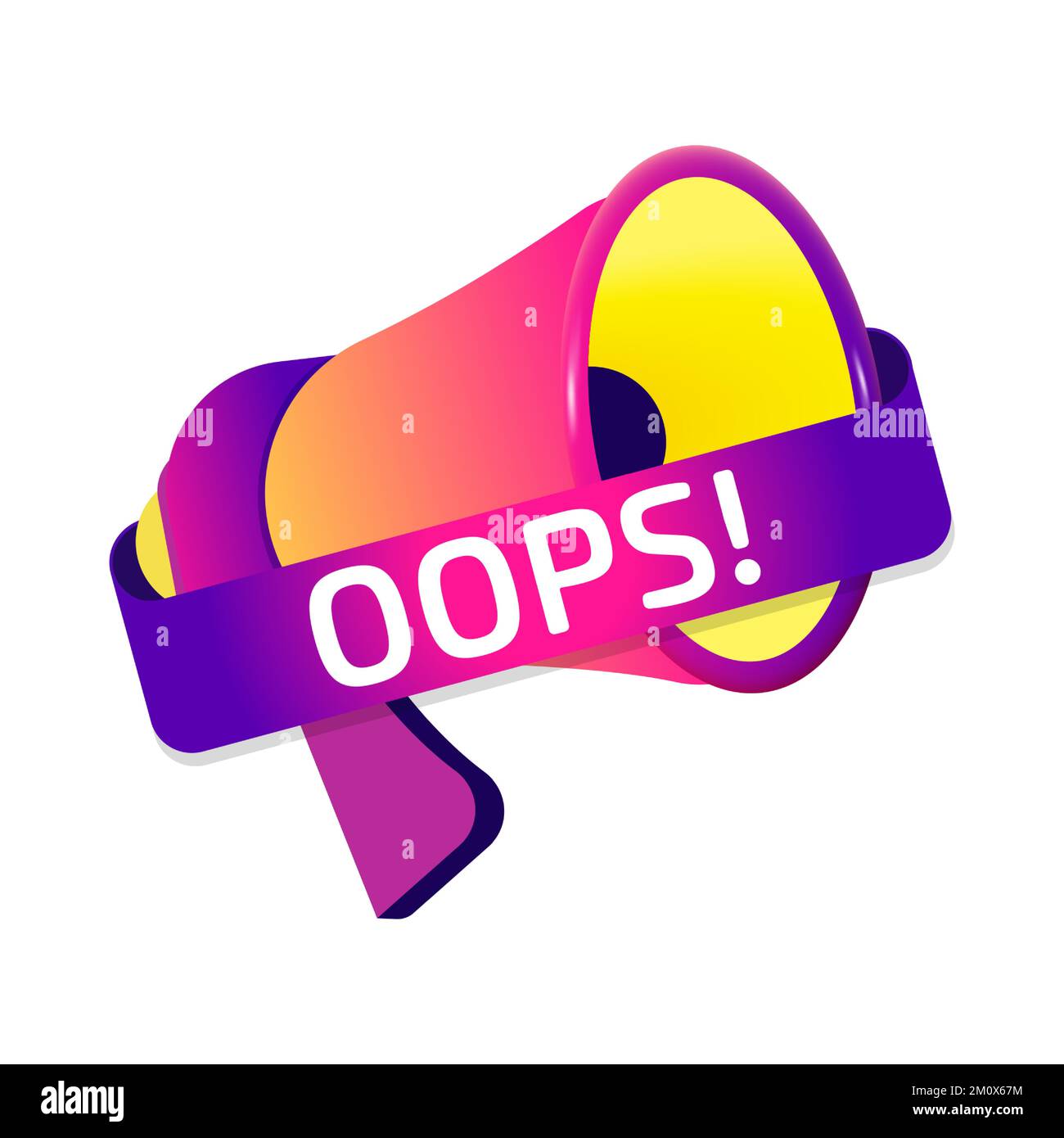 Oops banner label, badge icon with megaphone. Flat design Stock Vector ...
