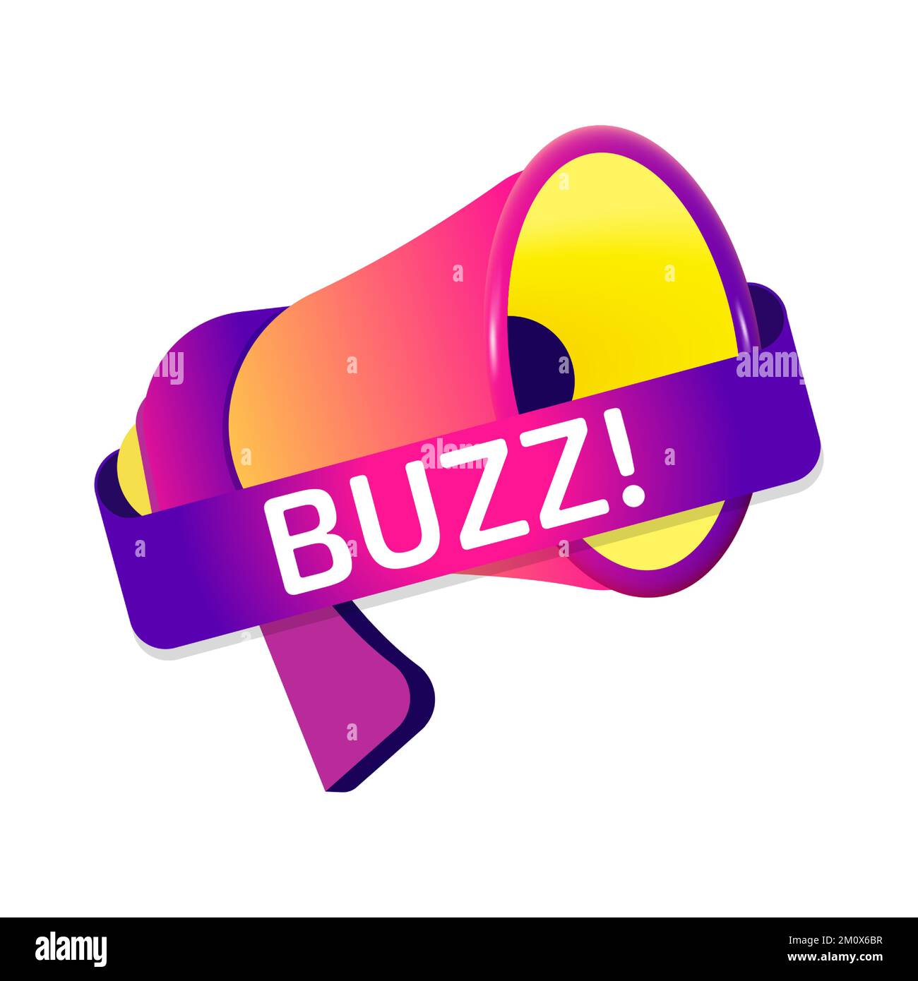 Buzz banner label, badge icon with megaphone. Flat design Stock Vector ...