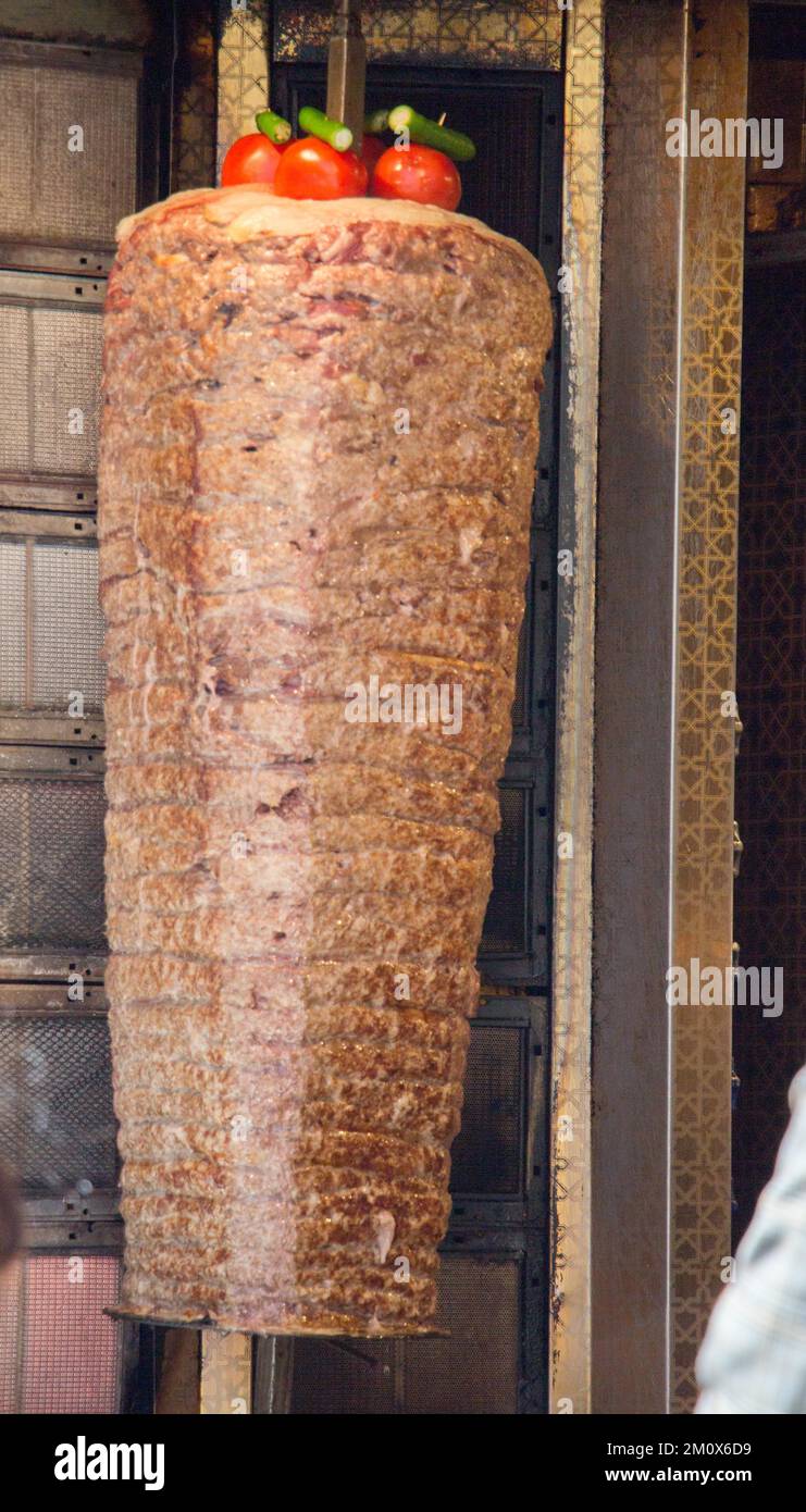 Traditional Turkish Doner Kebab on pole Stock Photo - Alamy