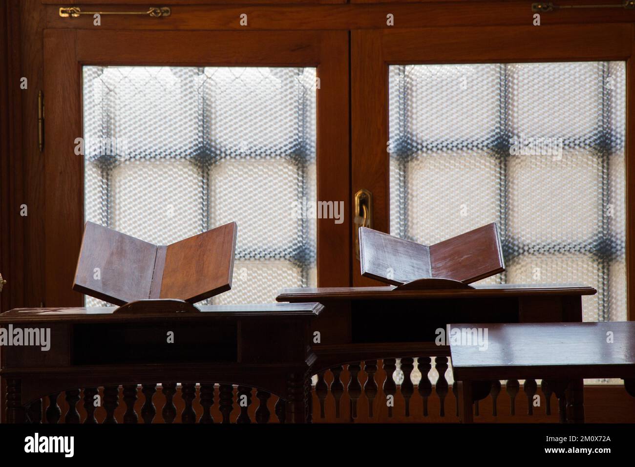 Set of Ottoman Turkish style wooden lecterns Stock Photo - Alamy
