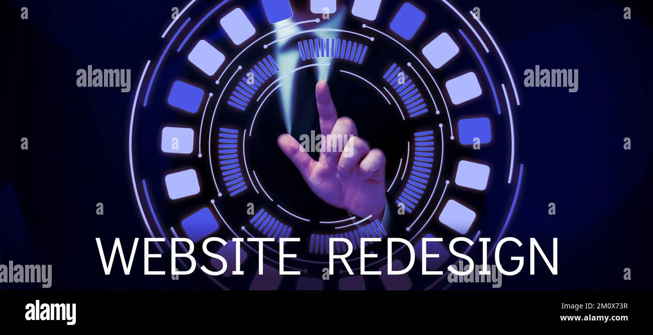 Hand writing sign Website Redesign. Concept meaning modernize improver ...