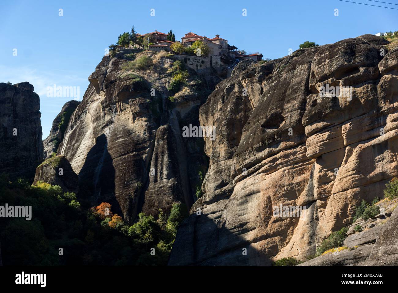 Amazing Panoramic view of Meteora Monasteries, Thessaly, Greece Stock ...
