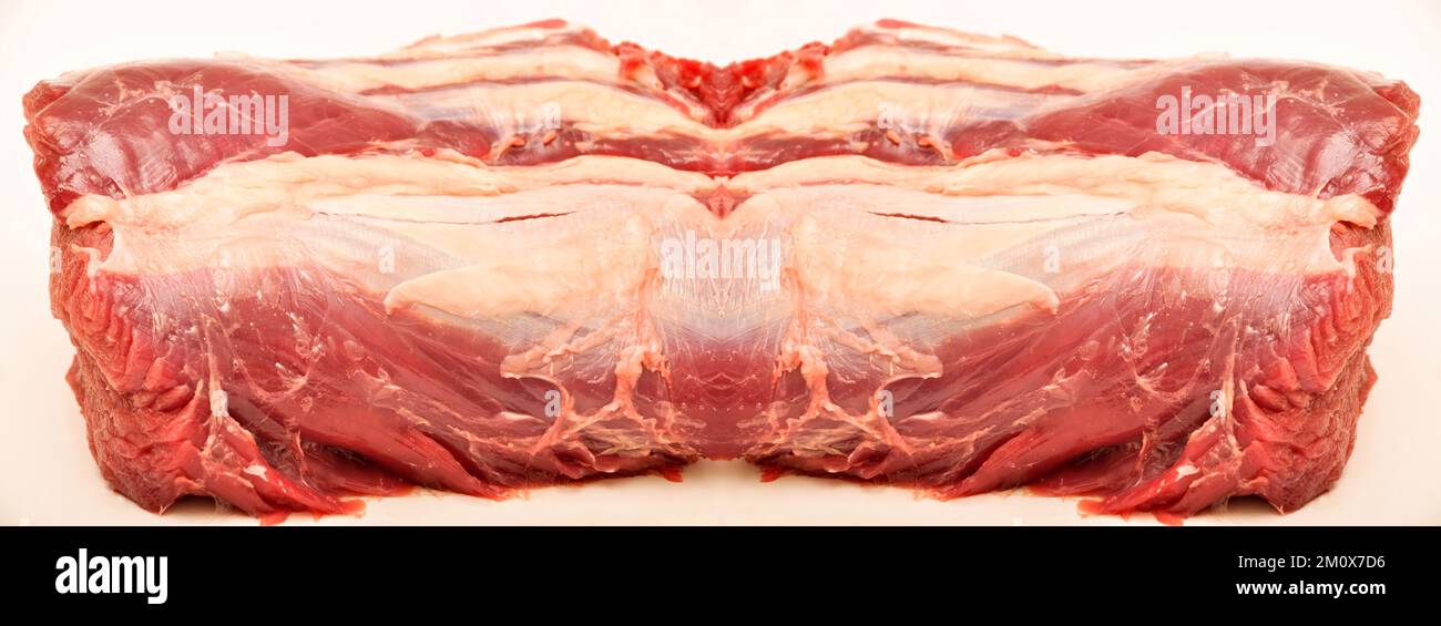 Clean very fresh red raw cow meat beef, isolated on white background ...