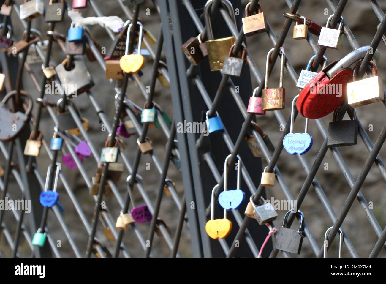 Padlocks on fence hi-res stock photography and images - Alamy