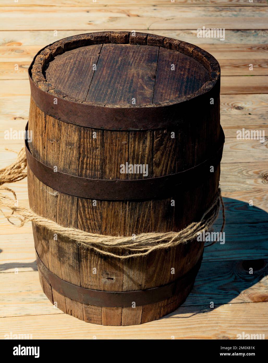 Wooden barrel of old agein view Stock Photo - Alamy