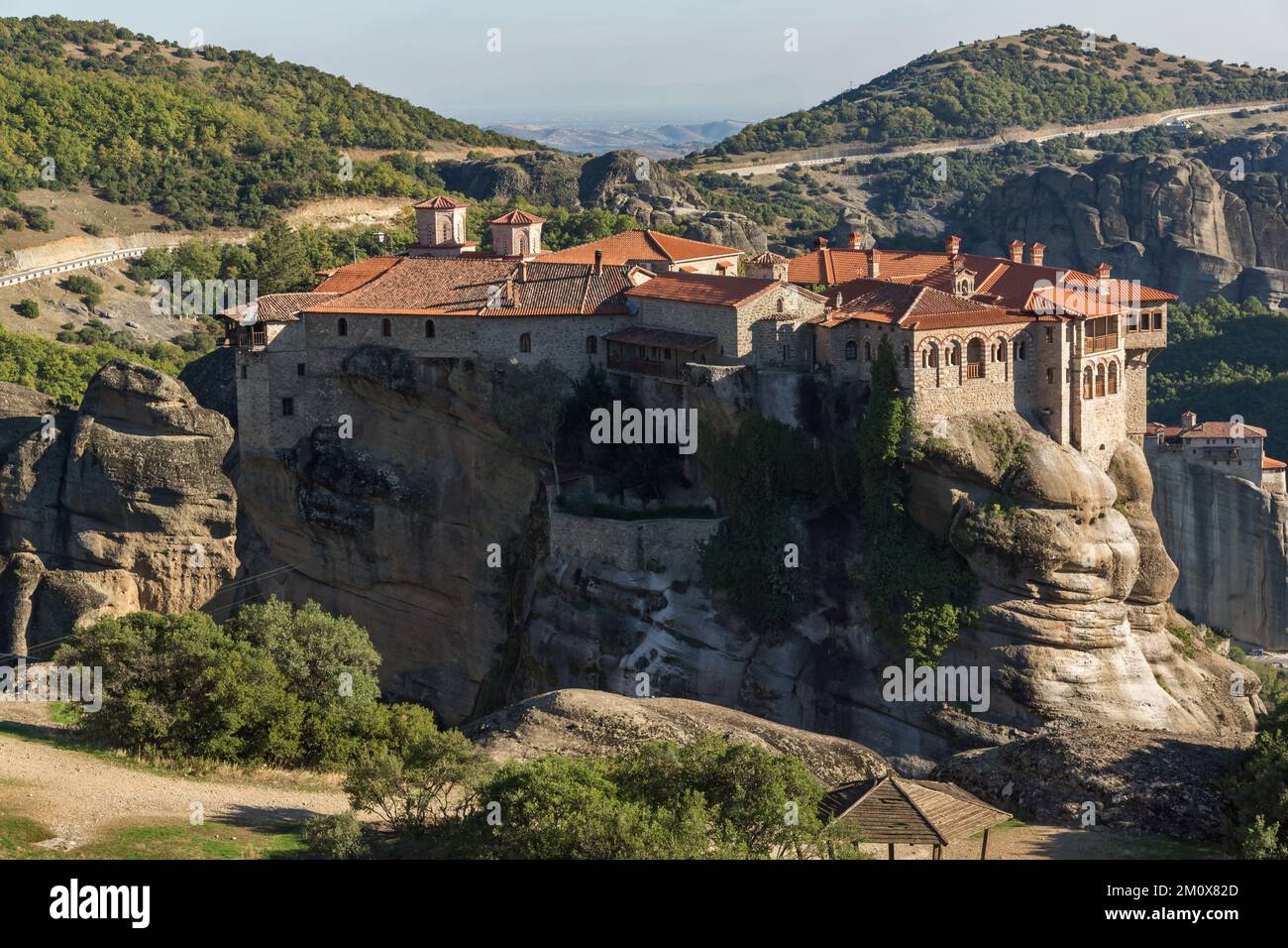 Amazing Panoramic view of Meteora Monasteries, Thessaly, Greece Stock ...