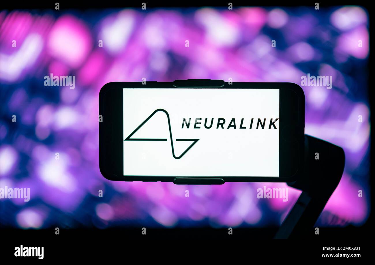 In this photo illustration, the logo of elon musk's neurotechnology ...