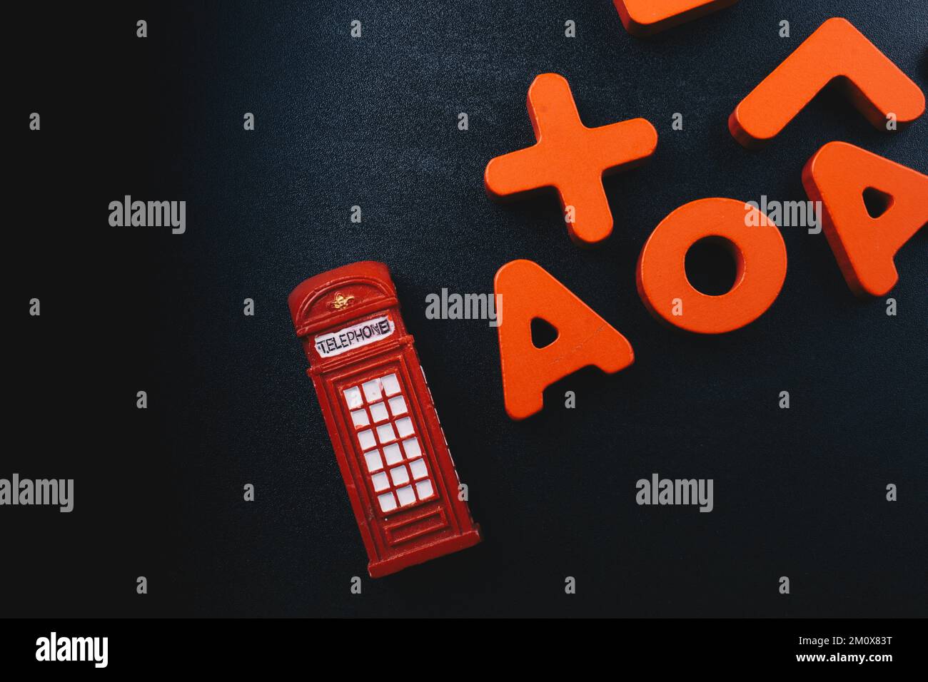 Telephone booth and colorful letters of Alphabet made of wood Stock ...