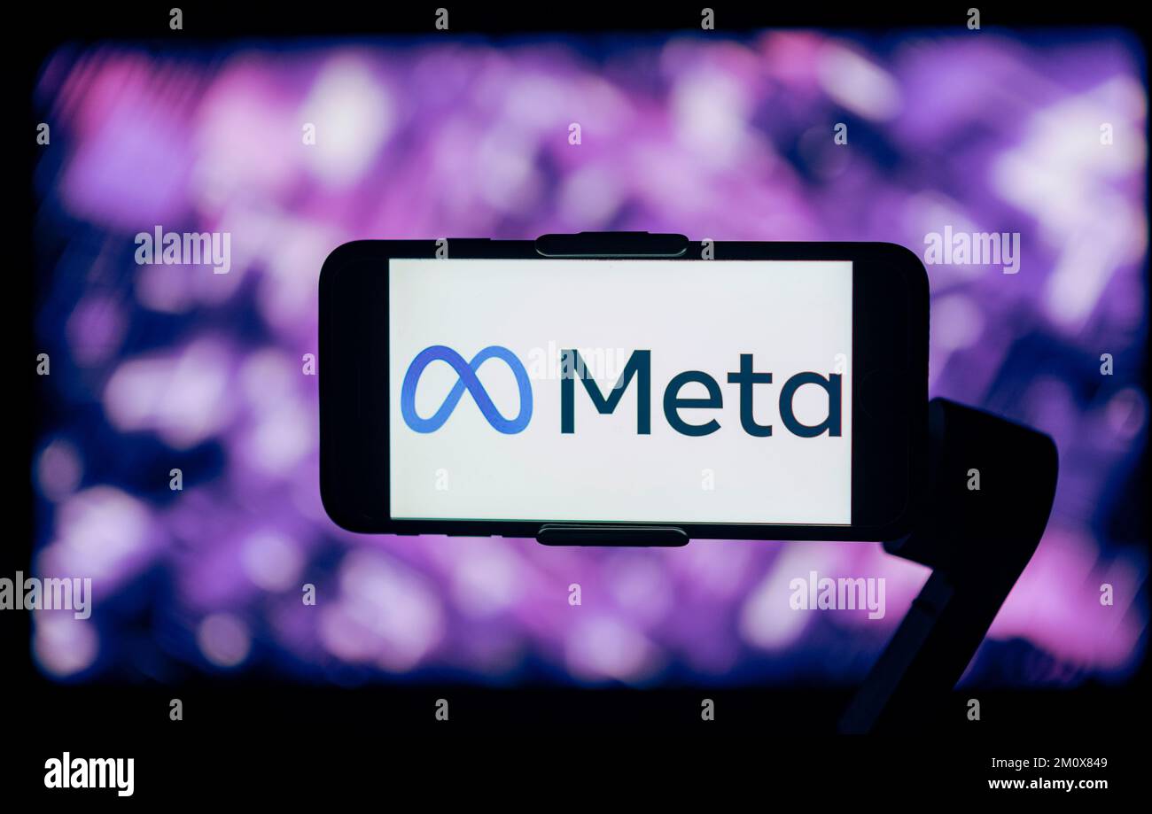 In this photo illustration, the logo of Meta is seen displayed on a ...