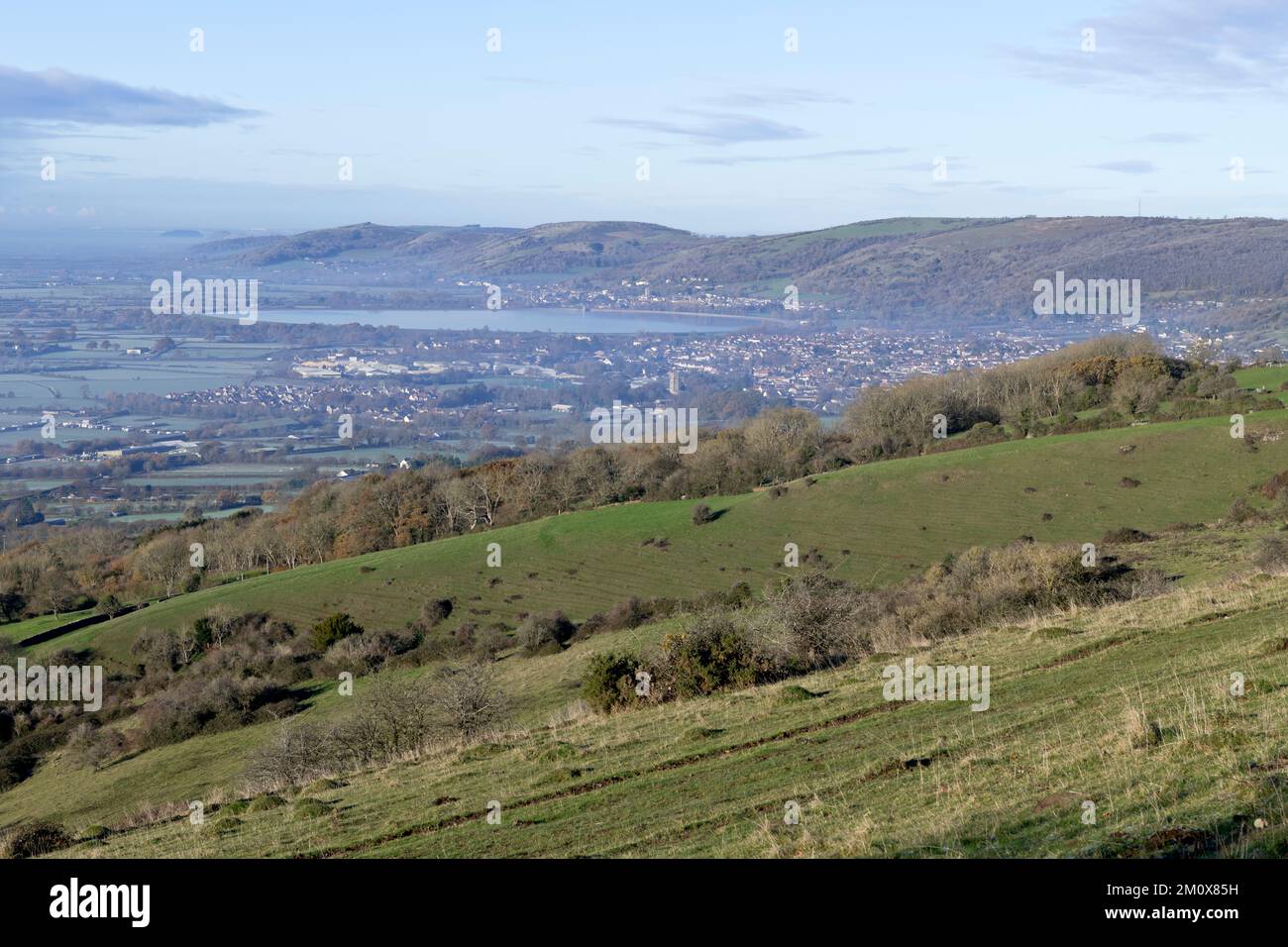Winter view over the Cheddar Valley from Draycott Sleights, Mendip ...
