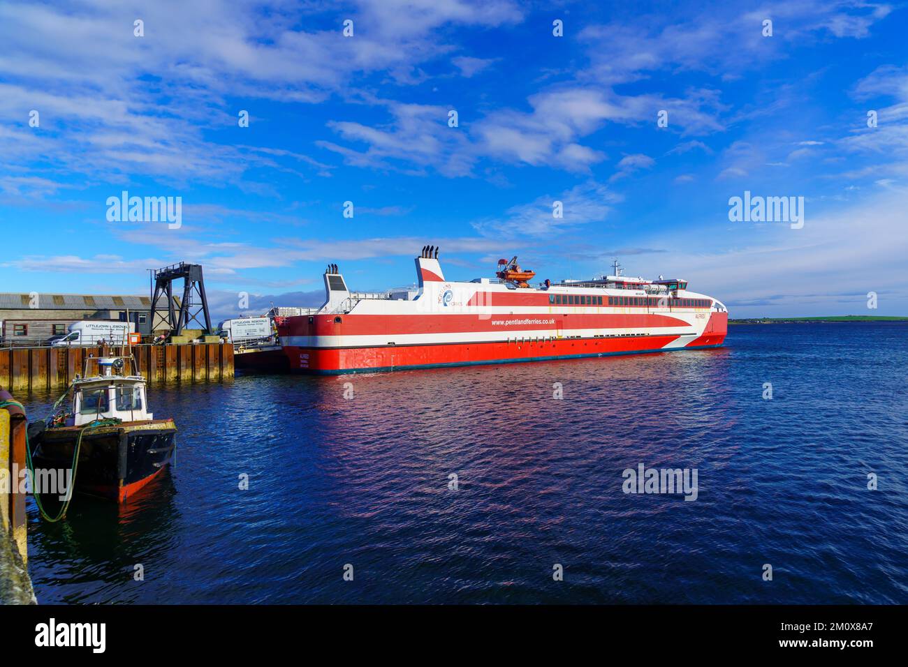 St Margarets Hope, UK - October 05, 2022: Port and ferry scene, in St ...