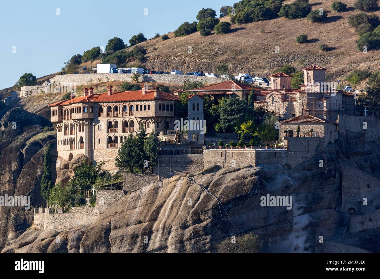 Amazing Panoramic view of Meteora Monasteries, Thessaly, Greece Stock ...