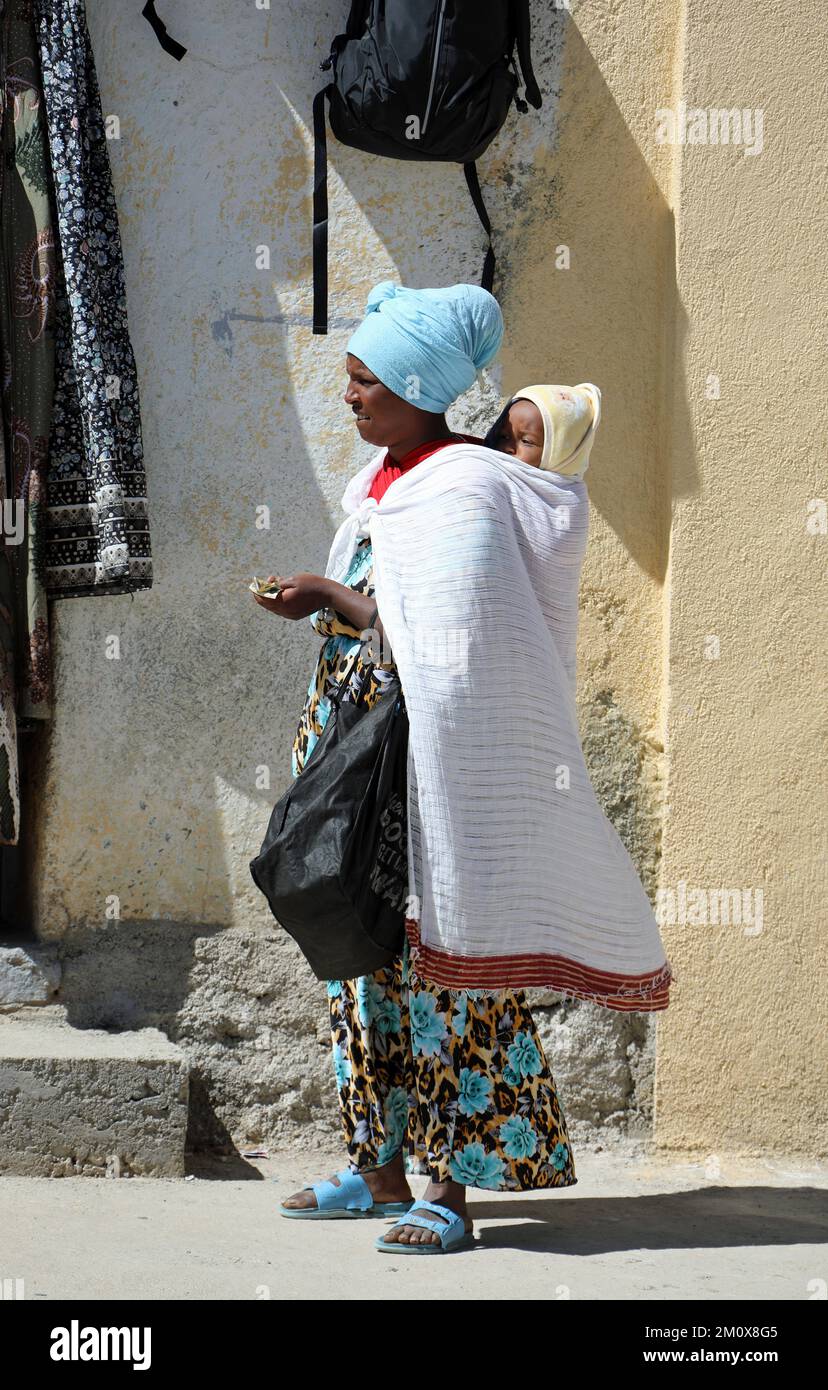 Mother and baby at a village in the Eritrean Highlands Stock Photo - Alamy