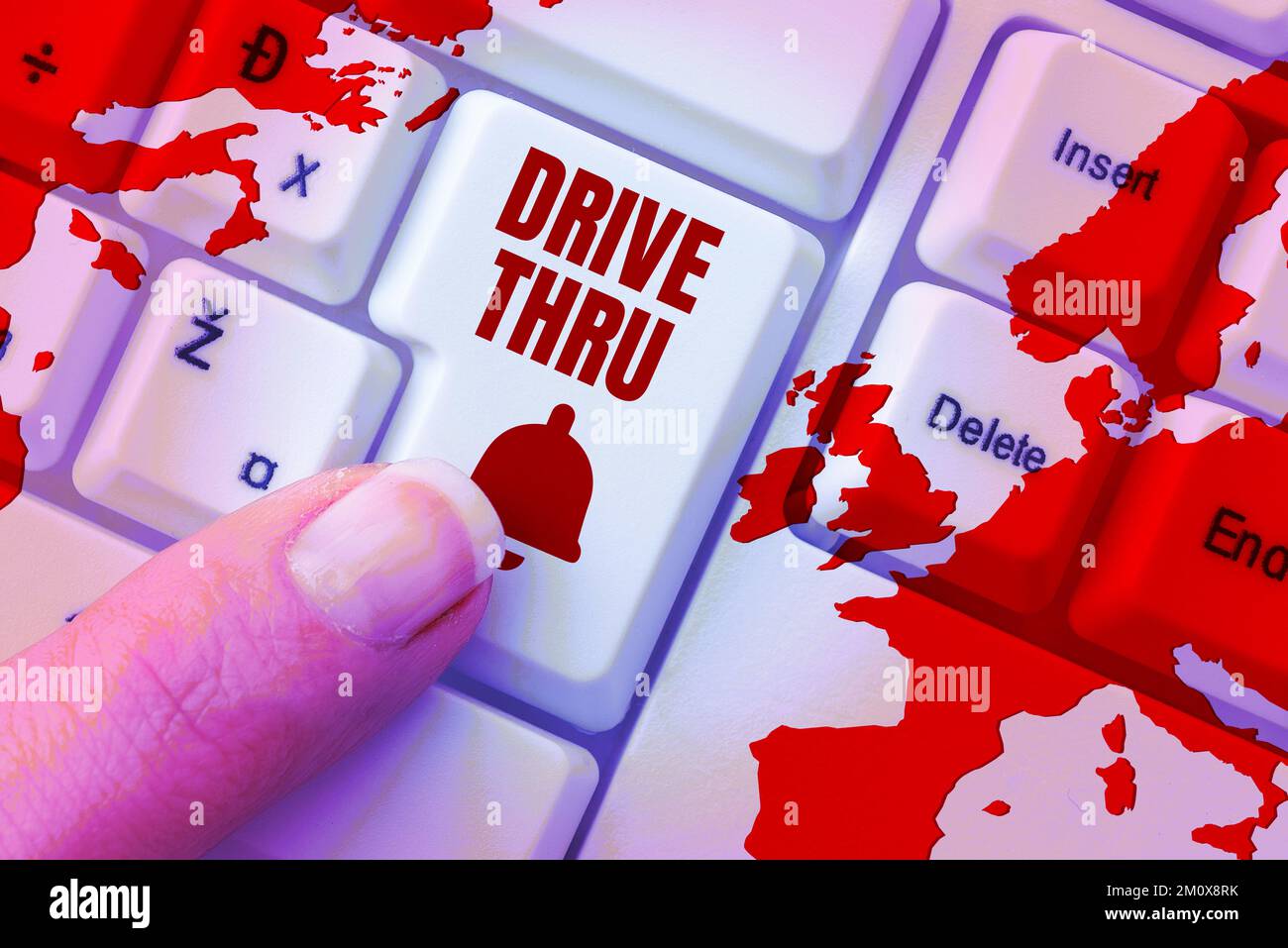 Text sign showing Drive Thru. Word for place where you can get type of ...