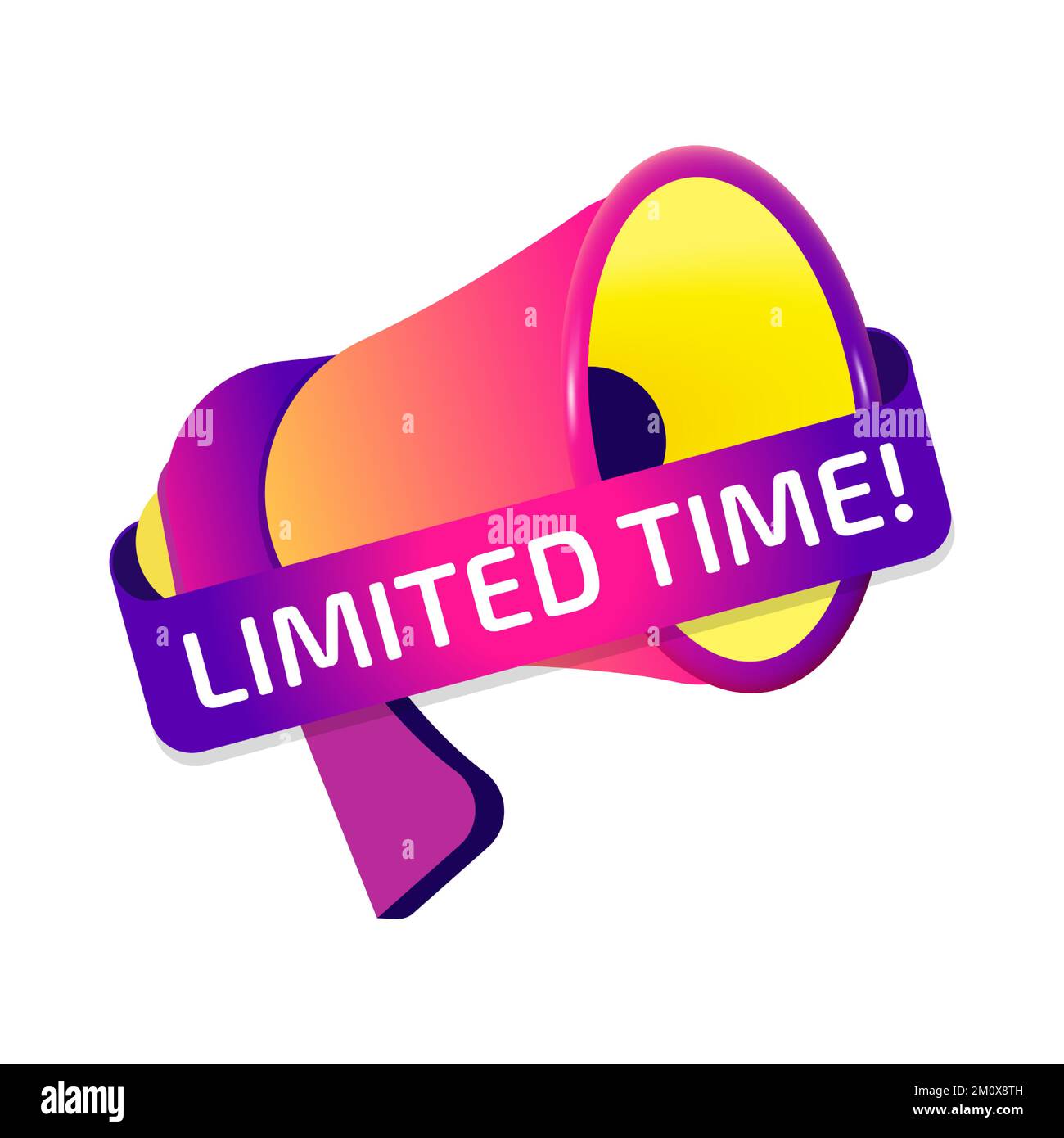 Limited Time banner label, badge icon with megaphone. Flat design Stock ...