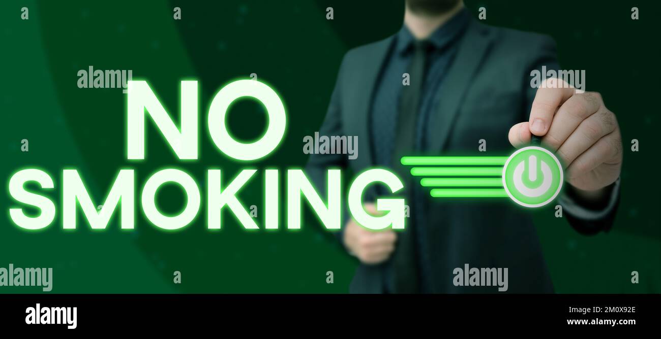 Text sign showing No Smoking. Conceptual photo using tobacco is ...