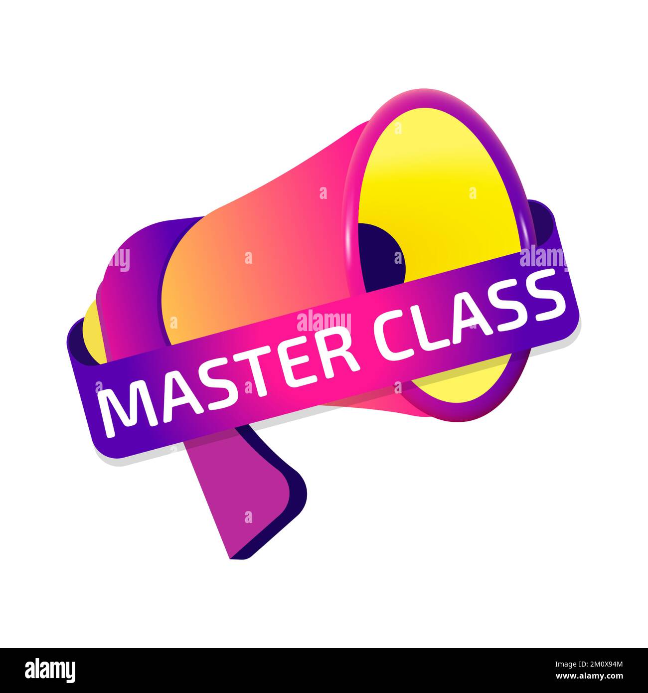 Master Class banner label, badge icon with megaphone. Flat design Stock ...
