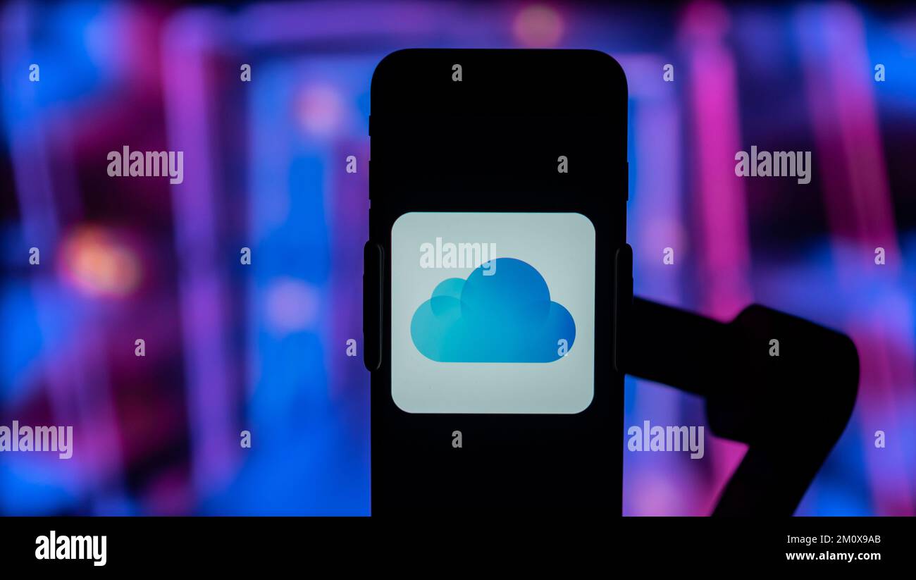 In this photo illustration, the logo of iCloud app is seen displayed on ...
