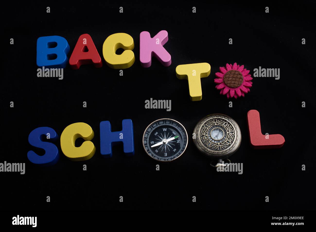 Education concept by School lettering with colorful wooden letters ...