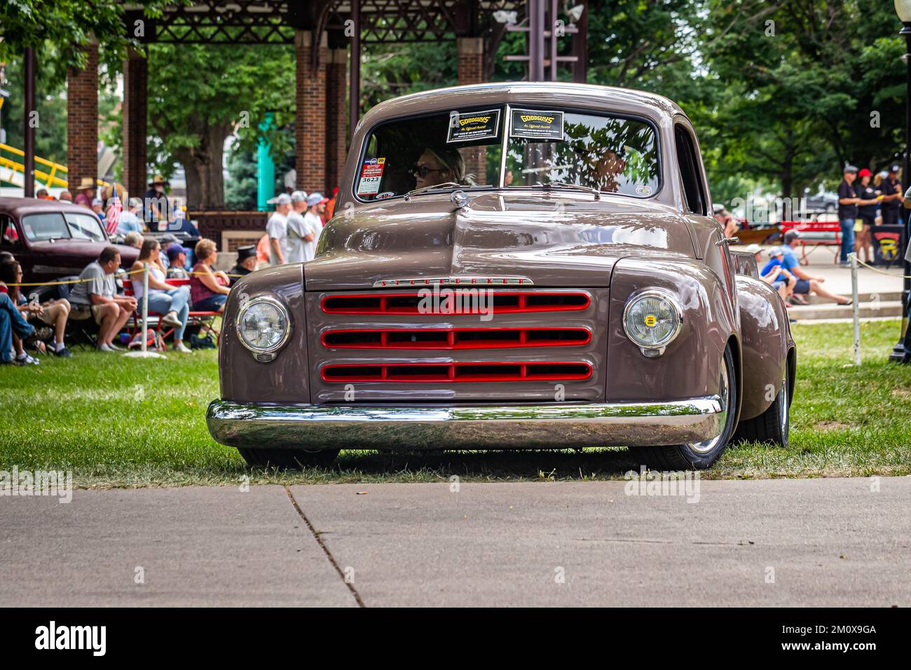 Des Moines, IA - July 03, 2022: Wide angle front view of a 1950 ...