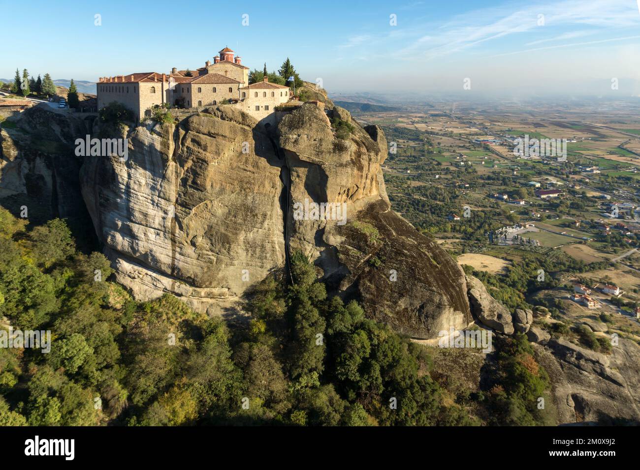 Amazing Panoramic view of Meteora Monasteries, Thessaly, Greece Stock ...