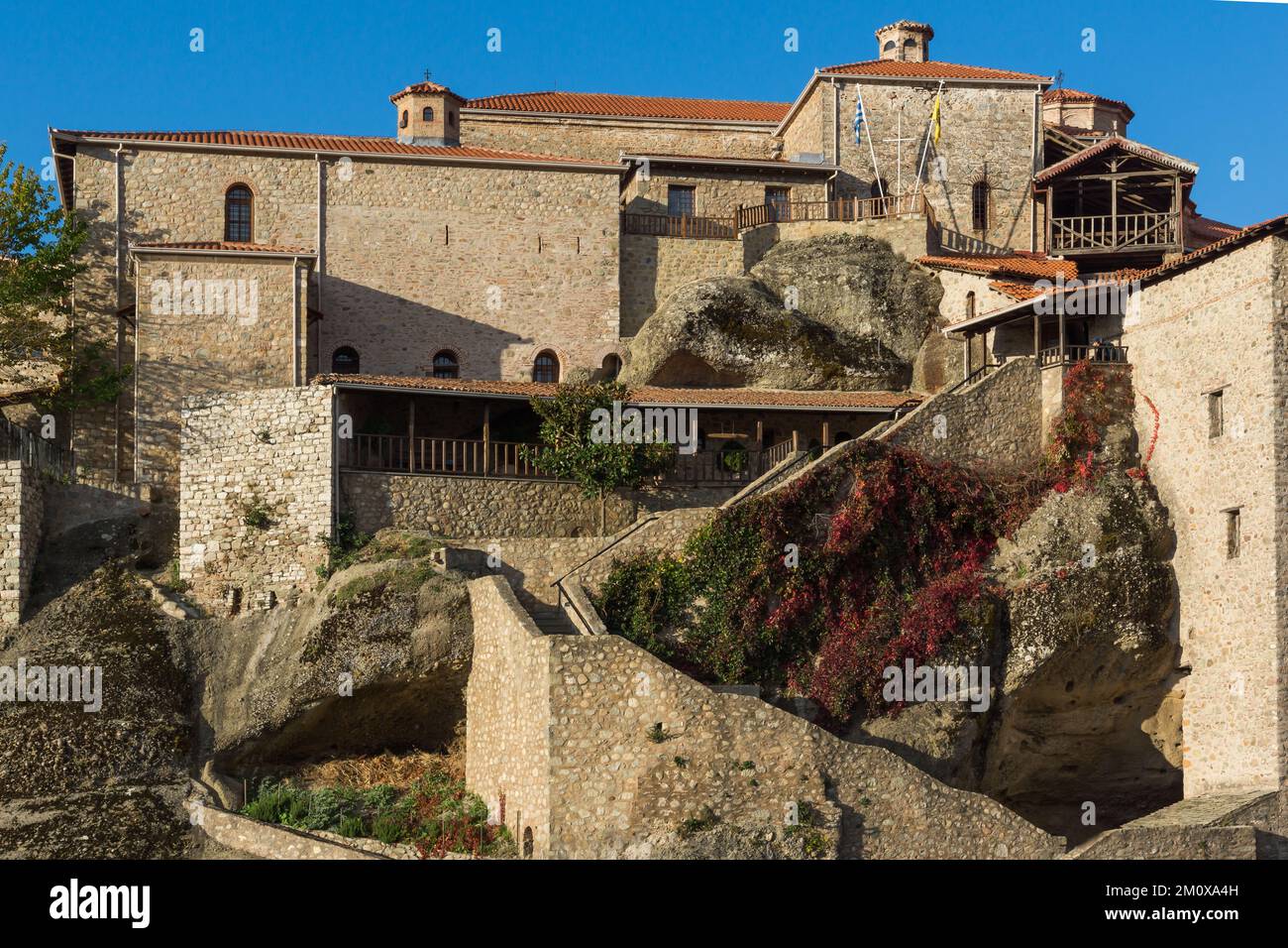 Amazing Panoramic view of Meteora Monasteries, Thessaly, Greece Stock ...