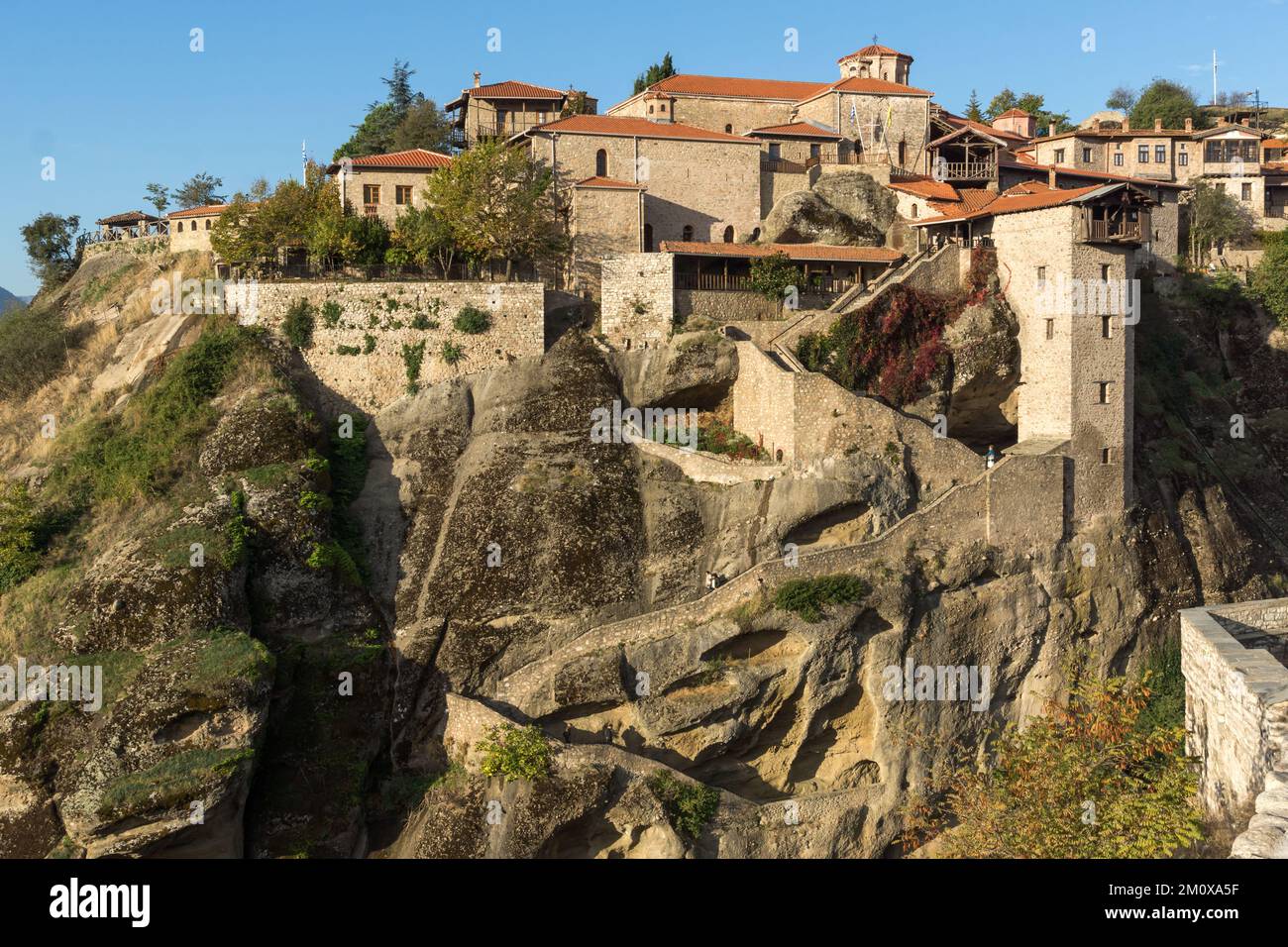 Amazing Panoramic view of Meteora Monasteries, Thessaly, Greece Stock ...