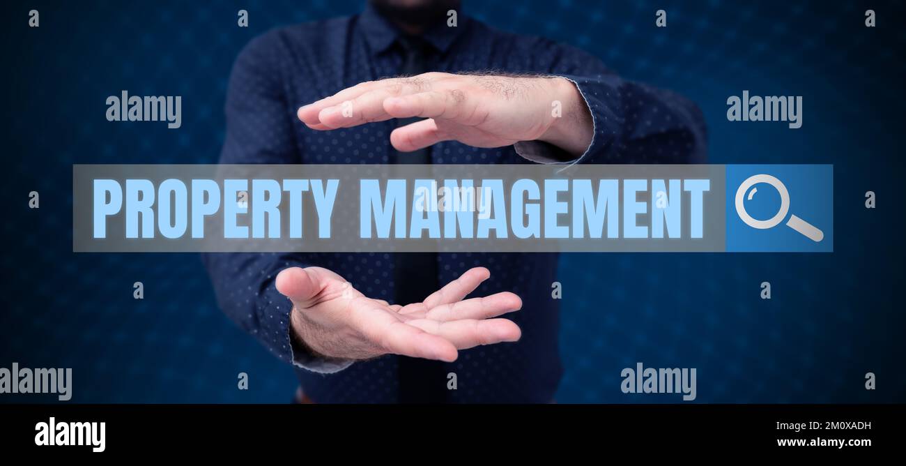 Text caption presenting Property Management. Conceptual photo ...