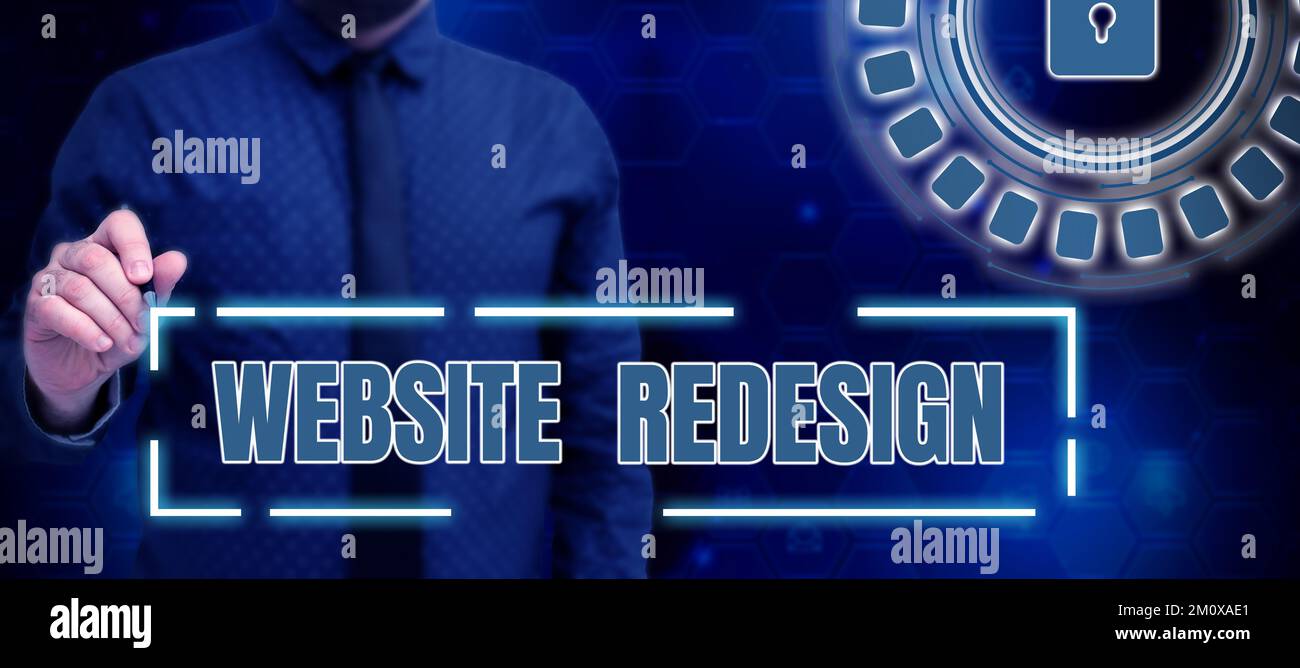 Conceptual caption Website Redesign. Word for modernize improver or ...