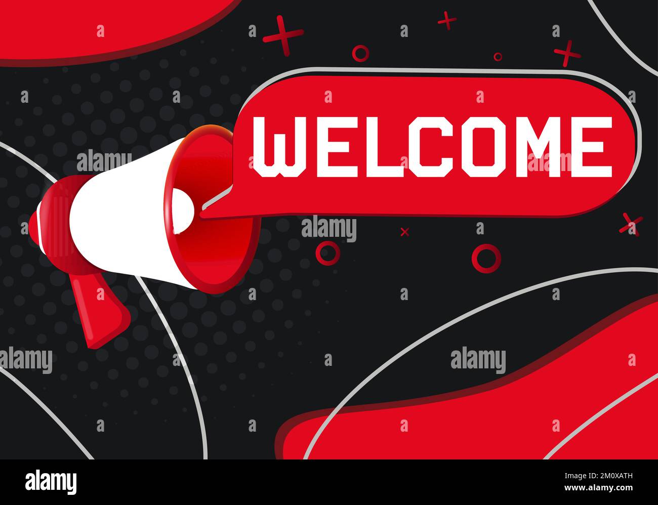 Welcome. Hand Holding Megaphone With Speech Bubble Stock Vector Image ...