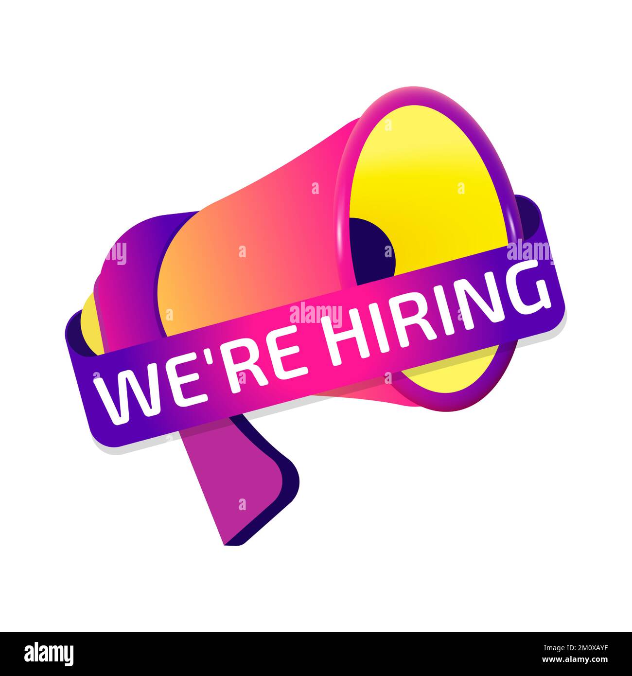 We're Hiring banner label, badge icon with megaphone. Flat design Stock Vector Image & Art - Alamy