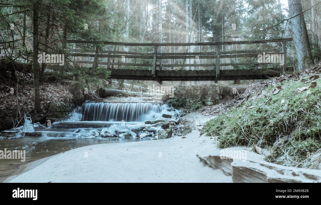Bridge over waterfall landscape hi-res stock photography and images - Alamy
