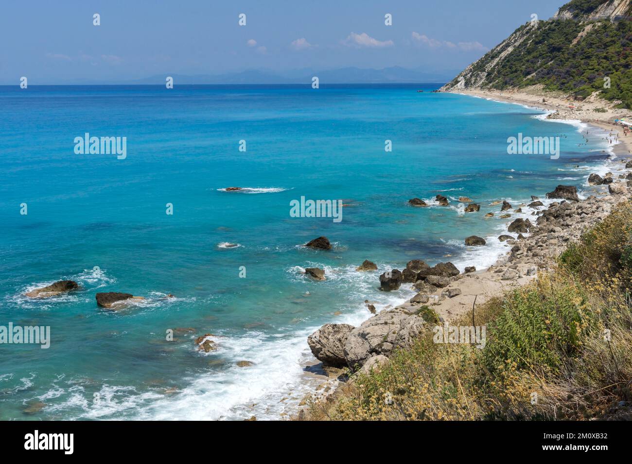 Amazing panoramic view of coastline of Lefkada, Ionian Islands, Greece ...