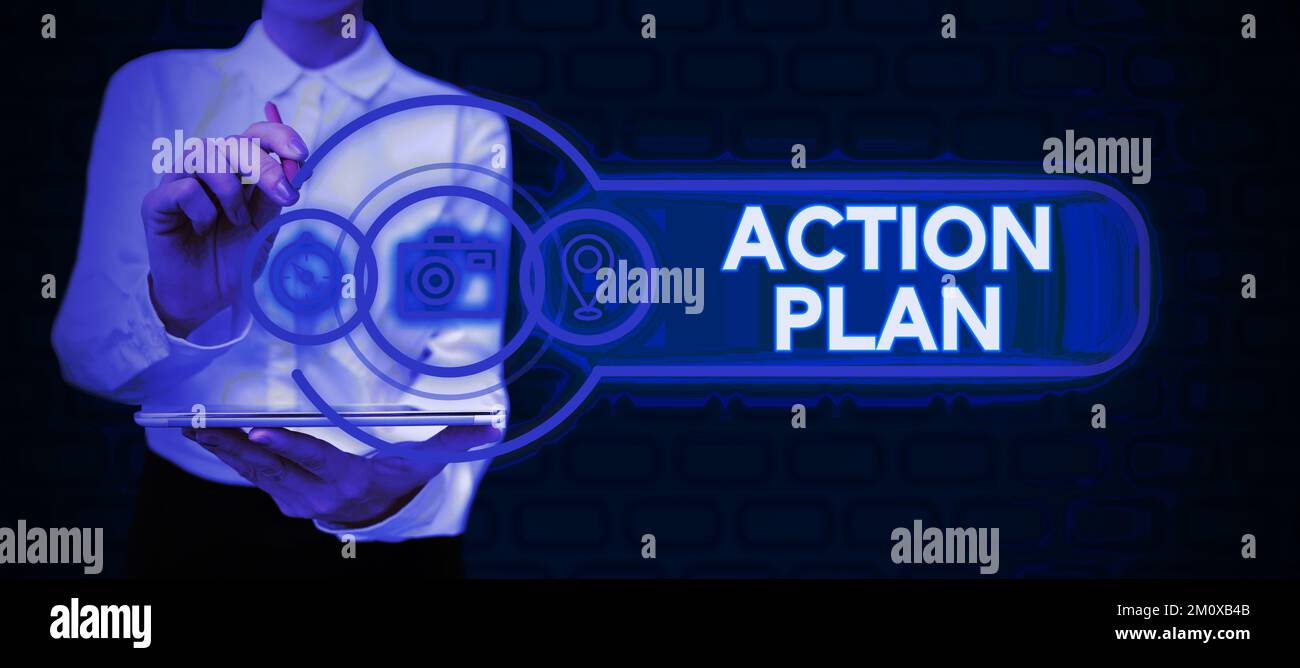 Inspiration showing sign Action Plan. Business approach list of things ...
