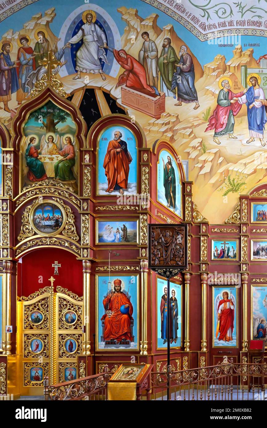 Russian Orthodox cathedral of the Holy Resurrection, Iconostasis, Bishkek, Kyrgyzstan, Asia ...