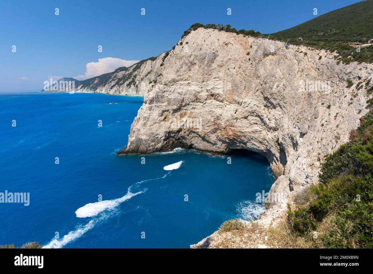 Amazing panoramic view of coastline of Lefkada, Ionian Islands, Greece ...