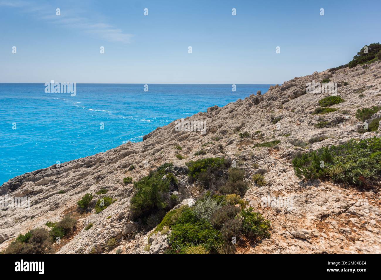 Amazing panoramic view of coastline of Lefkada, Ionian Islands, Greece ...