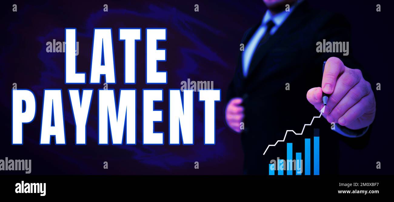 Text caption presenting Late Payment. Conceptual photo payment made to ...