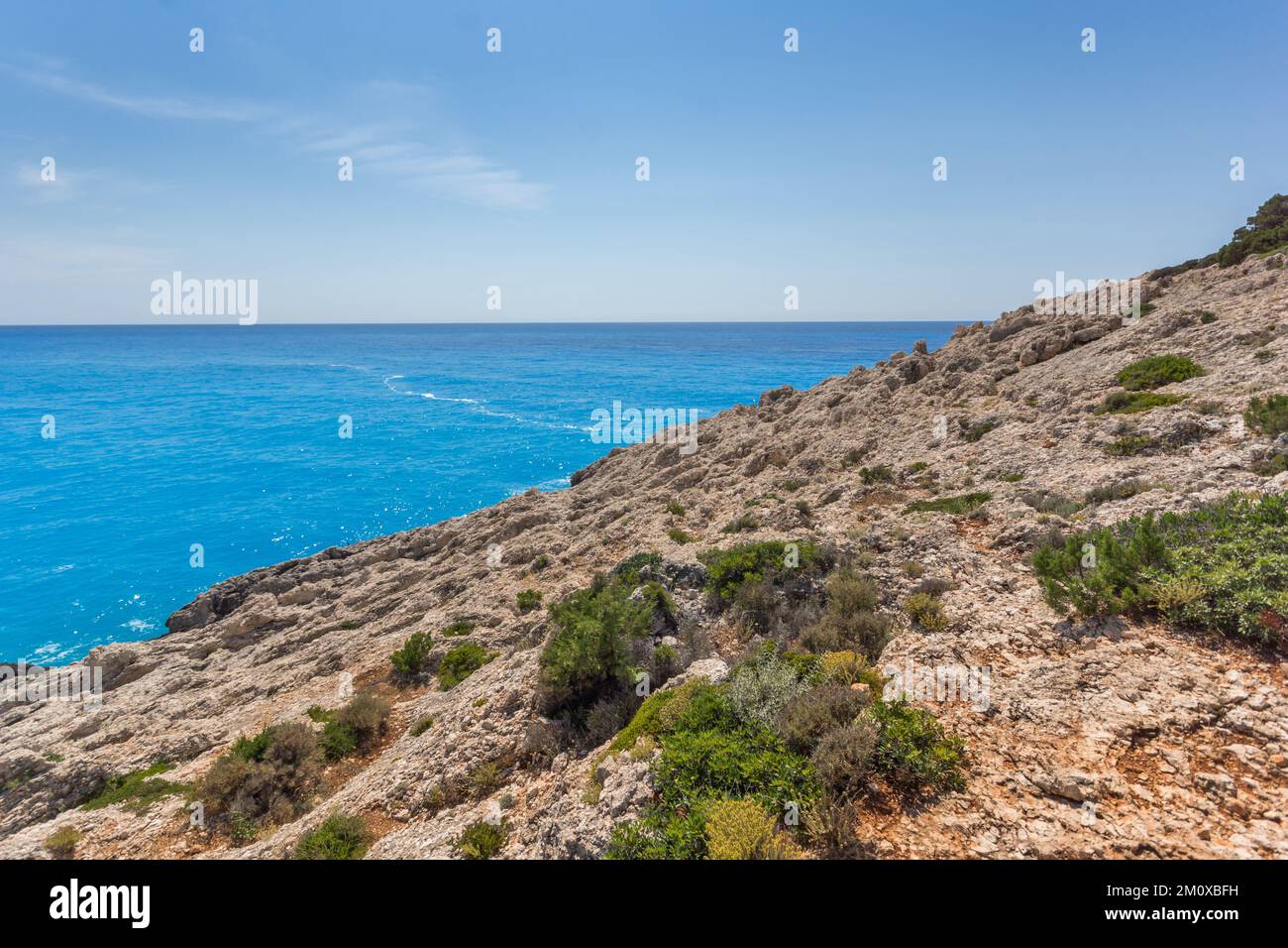 Amazing panoramic view of coastline of Lefkada, Ionian Islands, Greece ...
