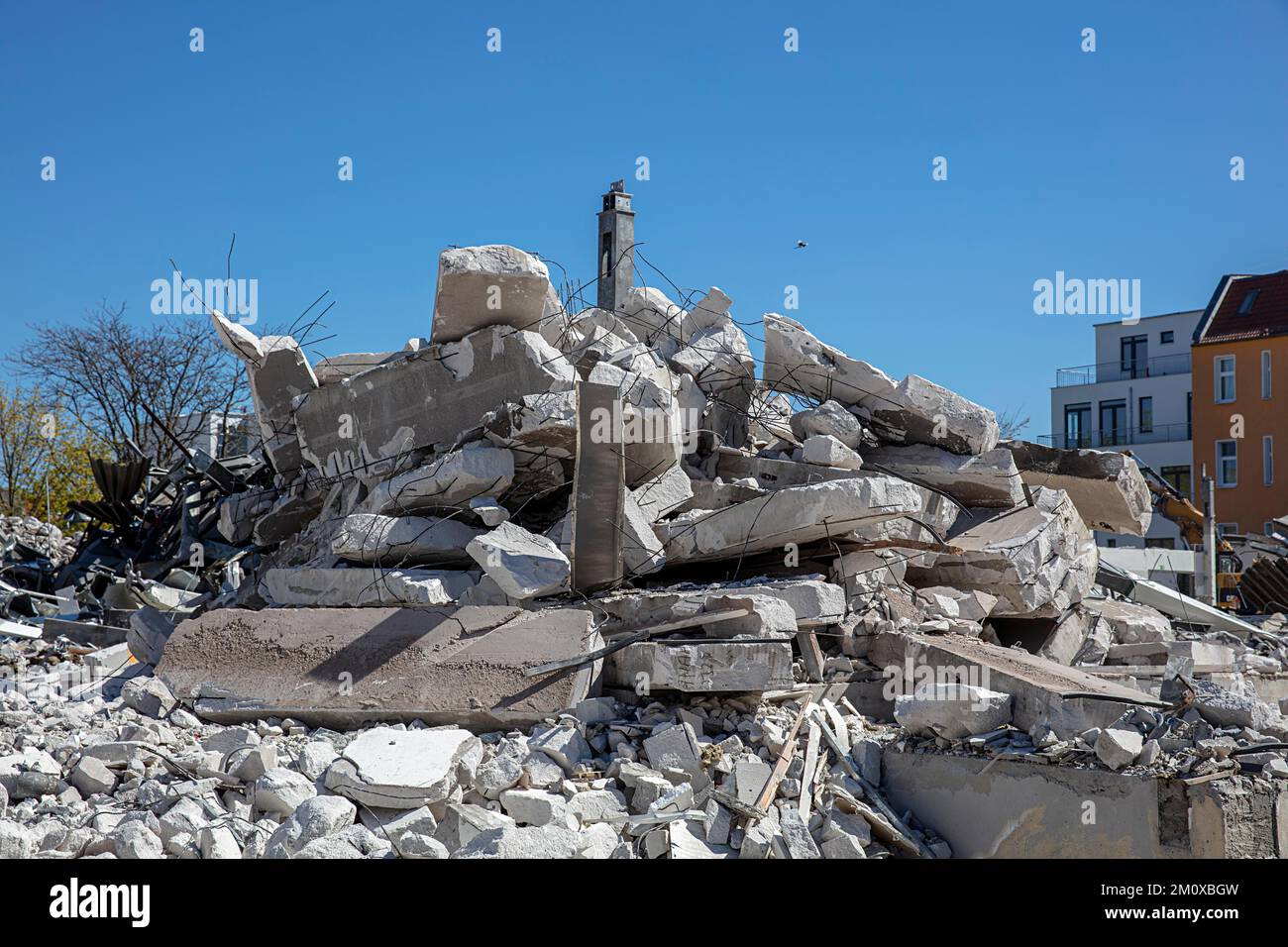 Rubble and stones after the demolition of a former department store in ...