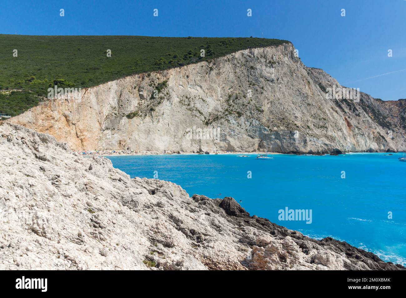 Amazing panoramic view of coastline of Lefkada, Ionian Islands, Greece ...