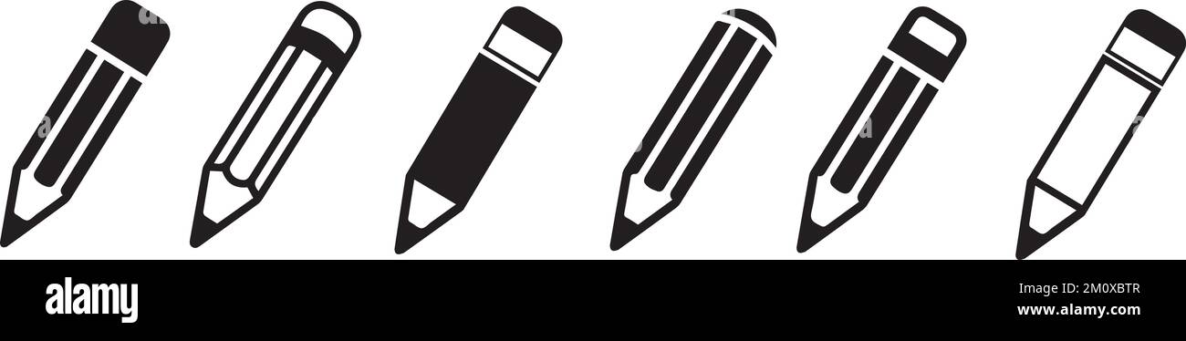 A black and white of Pencil icon set, Vector illustration Stock Vector ...