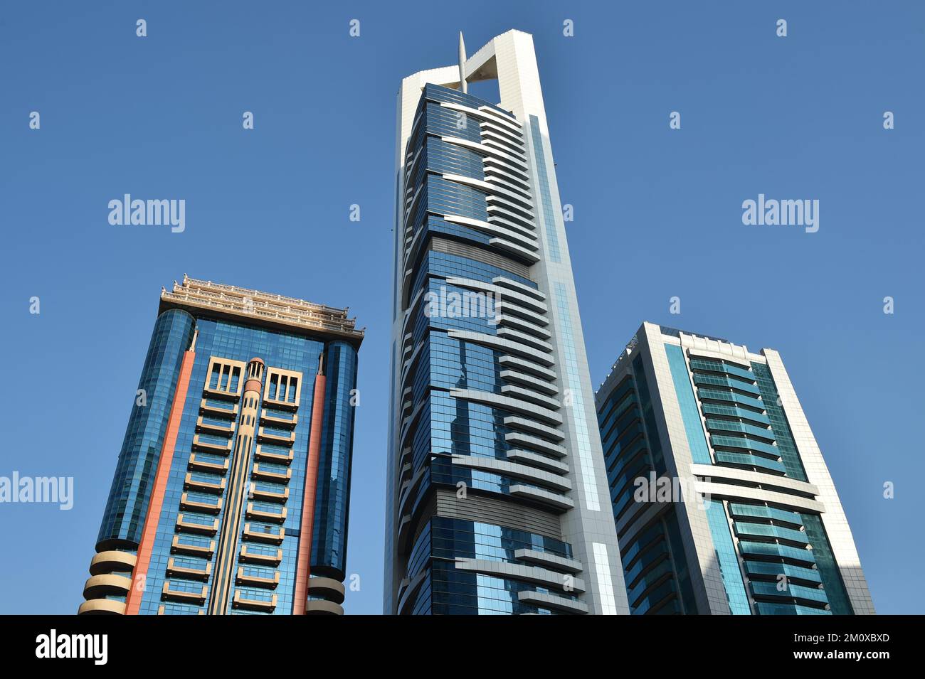 Dubai, high-rise buildings on Sheikh Zannad Road, United Arab Emirates ...