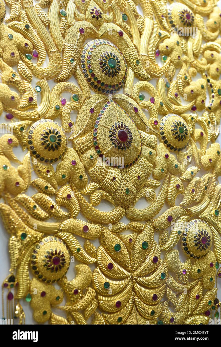 Gold jewellery in Goldsouk Dubai, in the Deira district, United Arab ...