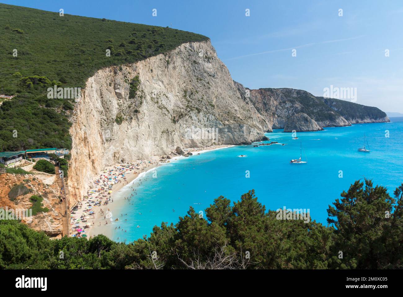 Amazing panoramic view of coastline of Lefkada, Ionian Islands, Greece ...