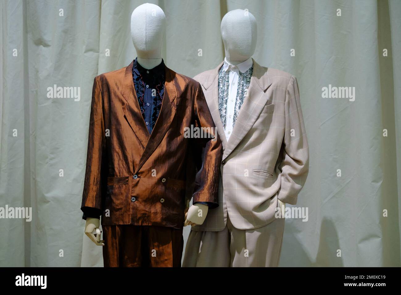 Madrid, Spain. 08th Dec, 2022. Synthetic fiber taffeta suits displayed ...